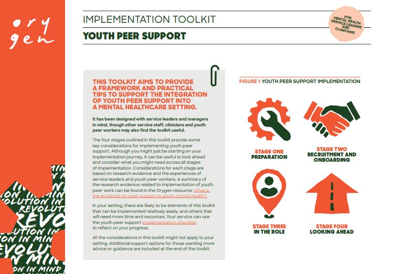 Implementation toolkit and checklist: youth peer support - Orygen ...
